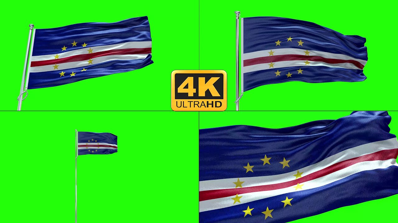 Cabo Verde flag green screen 4k - YouTube