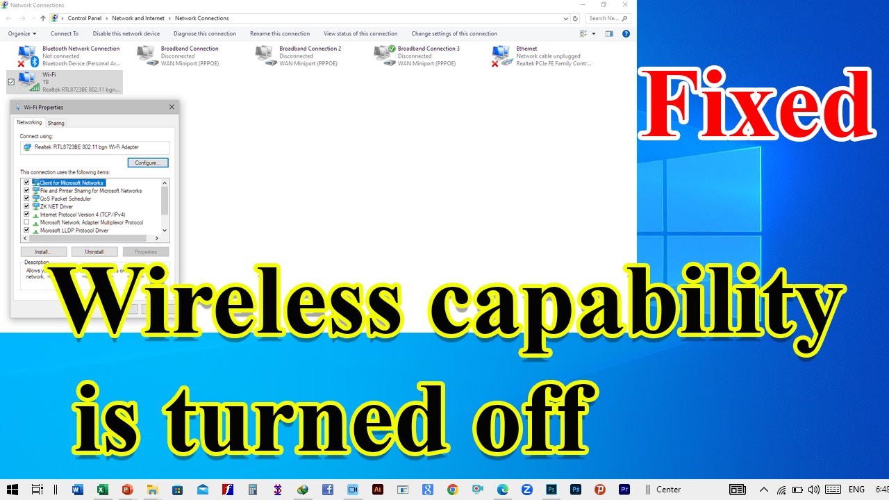 How to fix wireless capability is turned off on Windows - YouTube