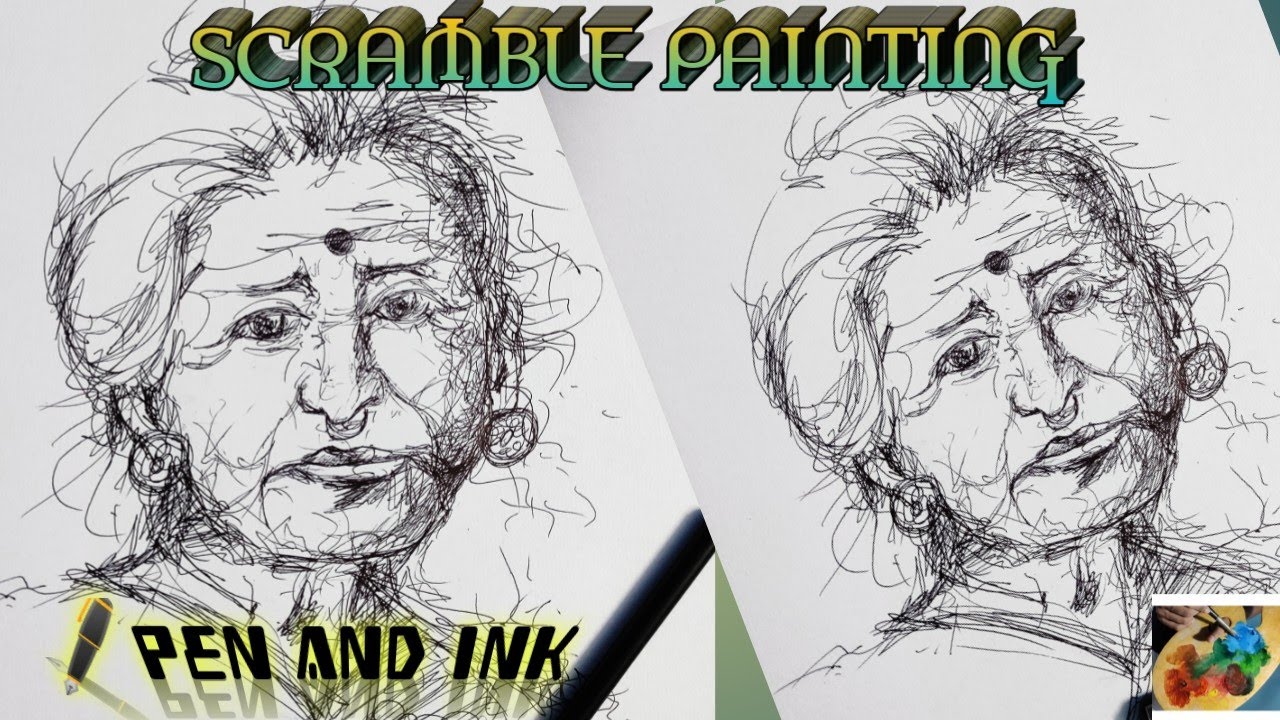 Scramble Pen and ink 2 || skeatch || painting || quick skeatch - YouTube