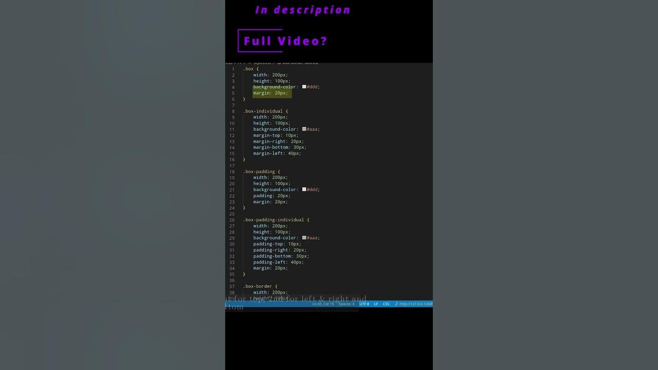 Short Css 💻 17a 💻 Margin Property 💻 Css Css3 Csscourse Html Html5