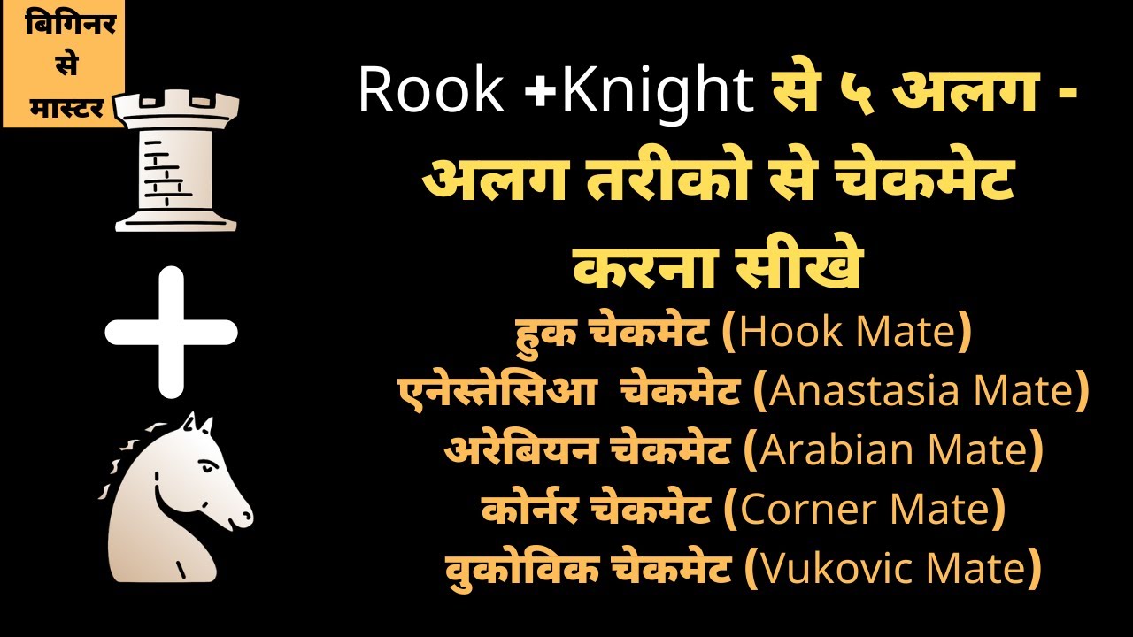 Rook +Knight से ५ तरीको से चेकमेट करना सीखे (Beginner to Chess Master ...