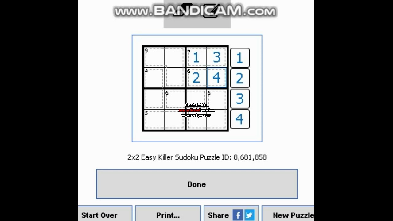 Killer Sudoku 2x2 #1 - Challenge ur Brain - YouTube