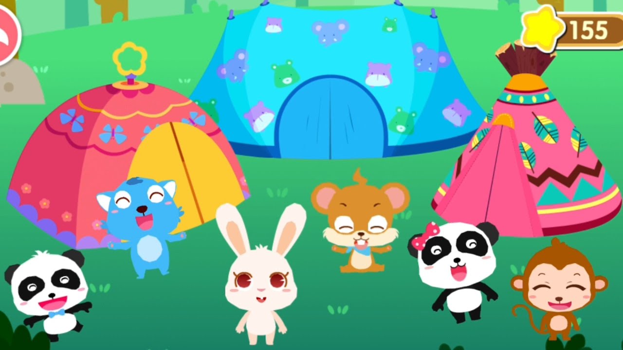 MEMBUAT TENDA BERKEMAH BERSAMA PANDA KIKI, MIUMIU DAN MOMO | BABY BUS ...
