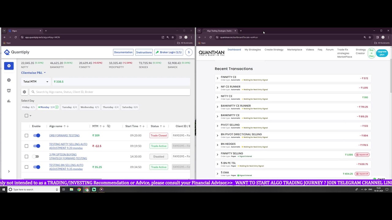 LIVE STREAMING OF ALGO TRADING (TRADE FLIX) - 18.03.2024 - EPISODE 148 ...