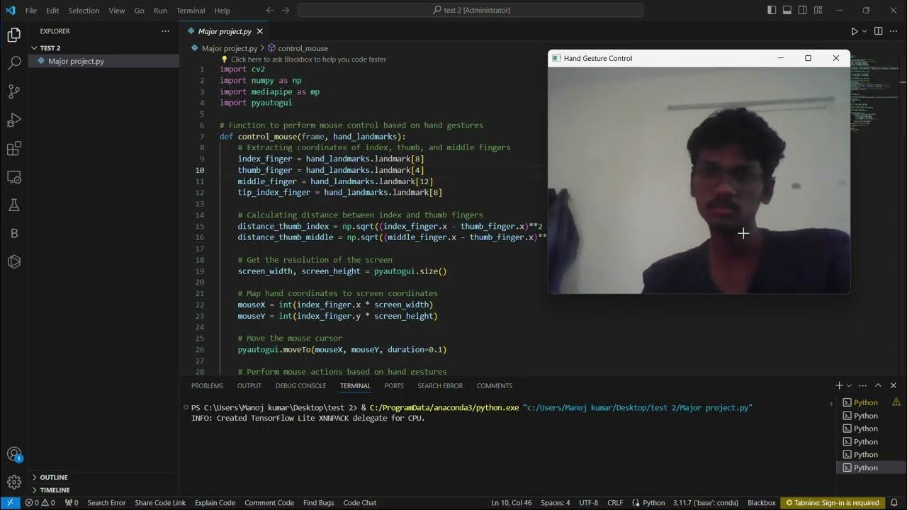 Mouse Control Using Hand Gestures Detection - YouTube