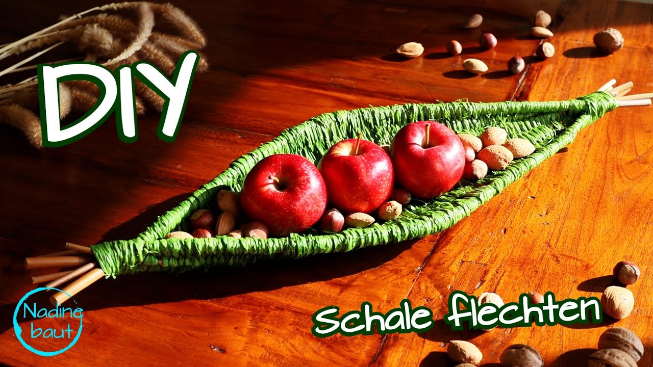 Korb flechten - Anleitung - Schale selber machen - Flechten mit Bast ...