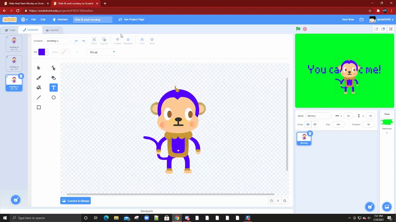 Hide & seek monkey on scratch - YouTube