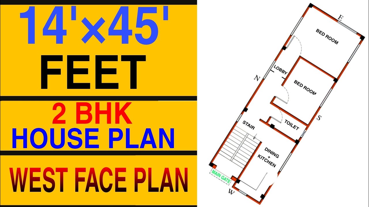14 x 45 West Facing House Design || 2 BHK Plan || build my home - YouTube