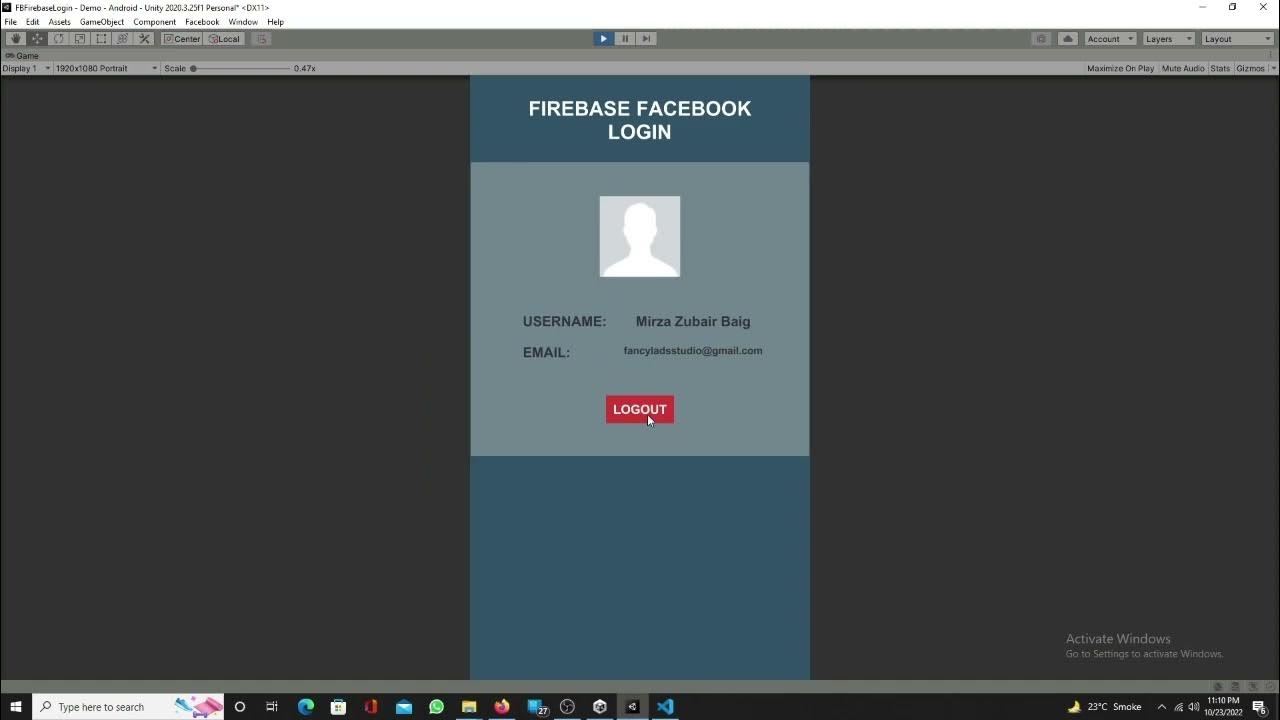 Facebook Authentication With Firebase In Unity Demo Youtube