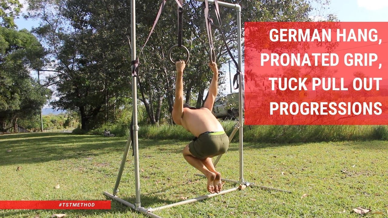 German Hang, Pronated Grip, Tuck Pull-Out Progressions - YouTube