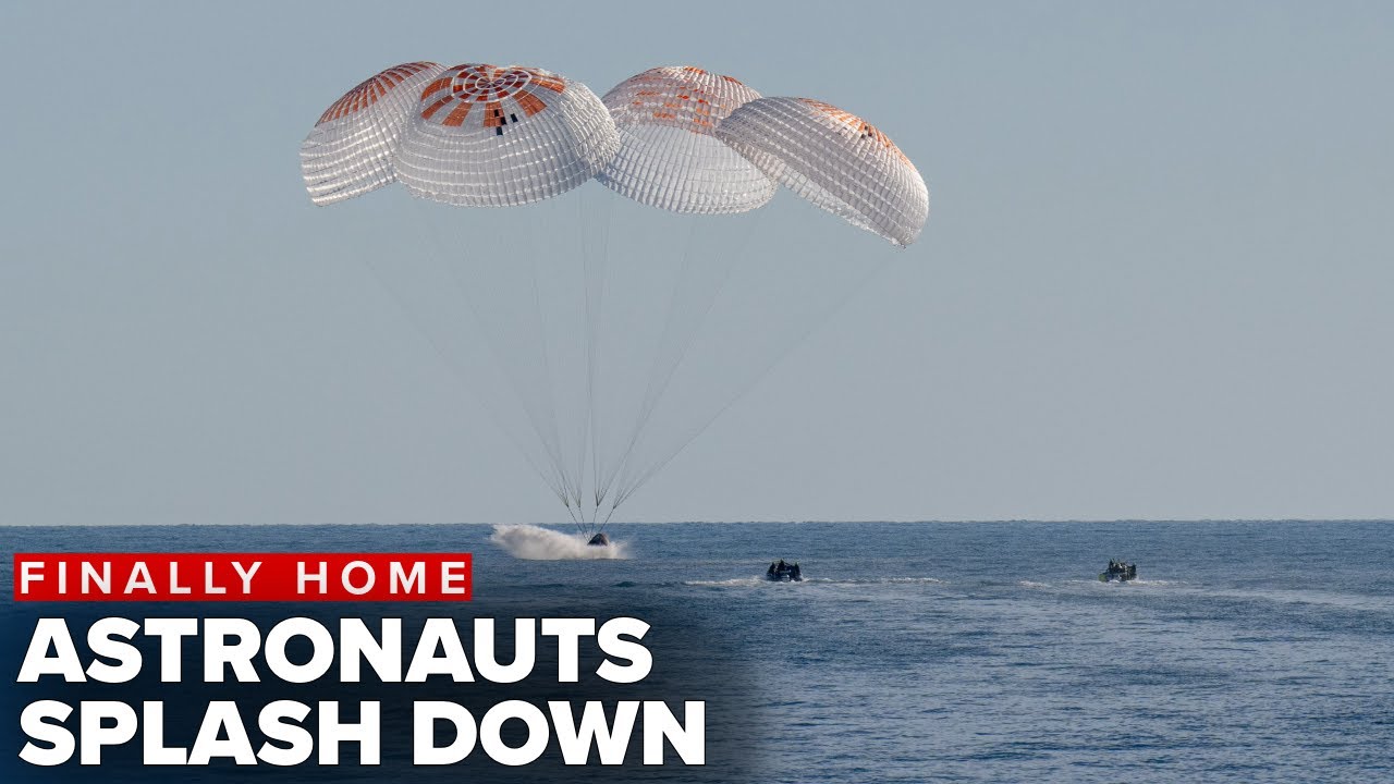NASA astronauts emerge from capsule after splash down in return from ...
