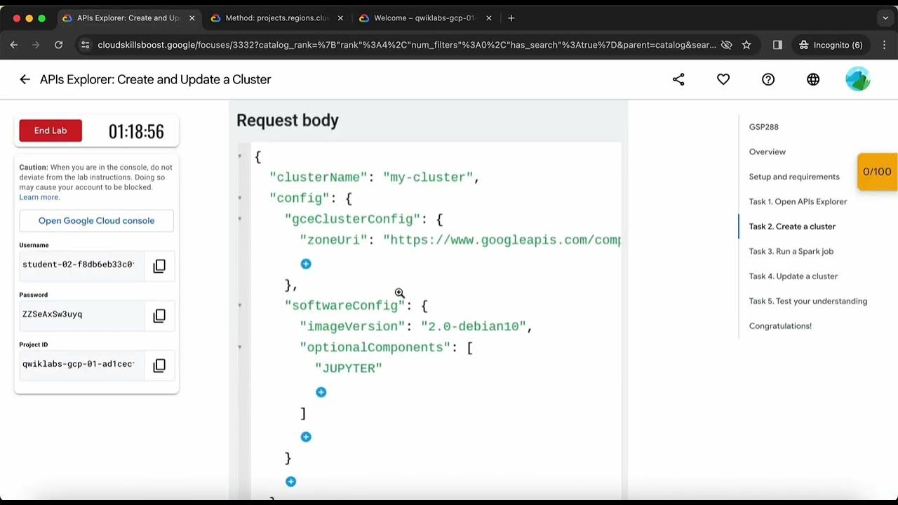 APIs Explorer: Create and Update a Cluster | GSP288 - YouTube