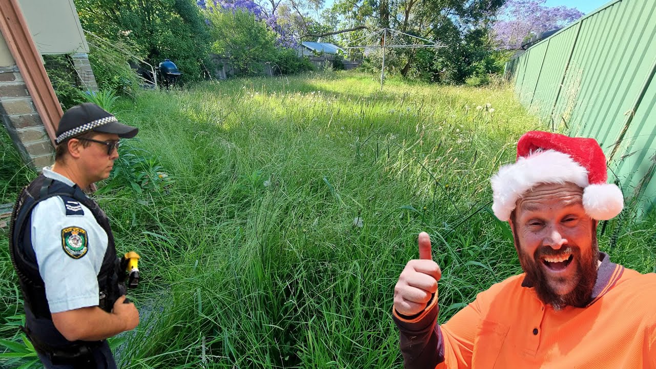 SANTA Almost Got ARRESTED For Mowing A CRAZY OVERGROWN Lawn - YouTube
