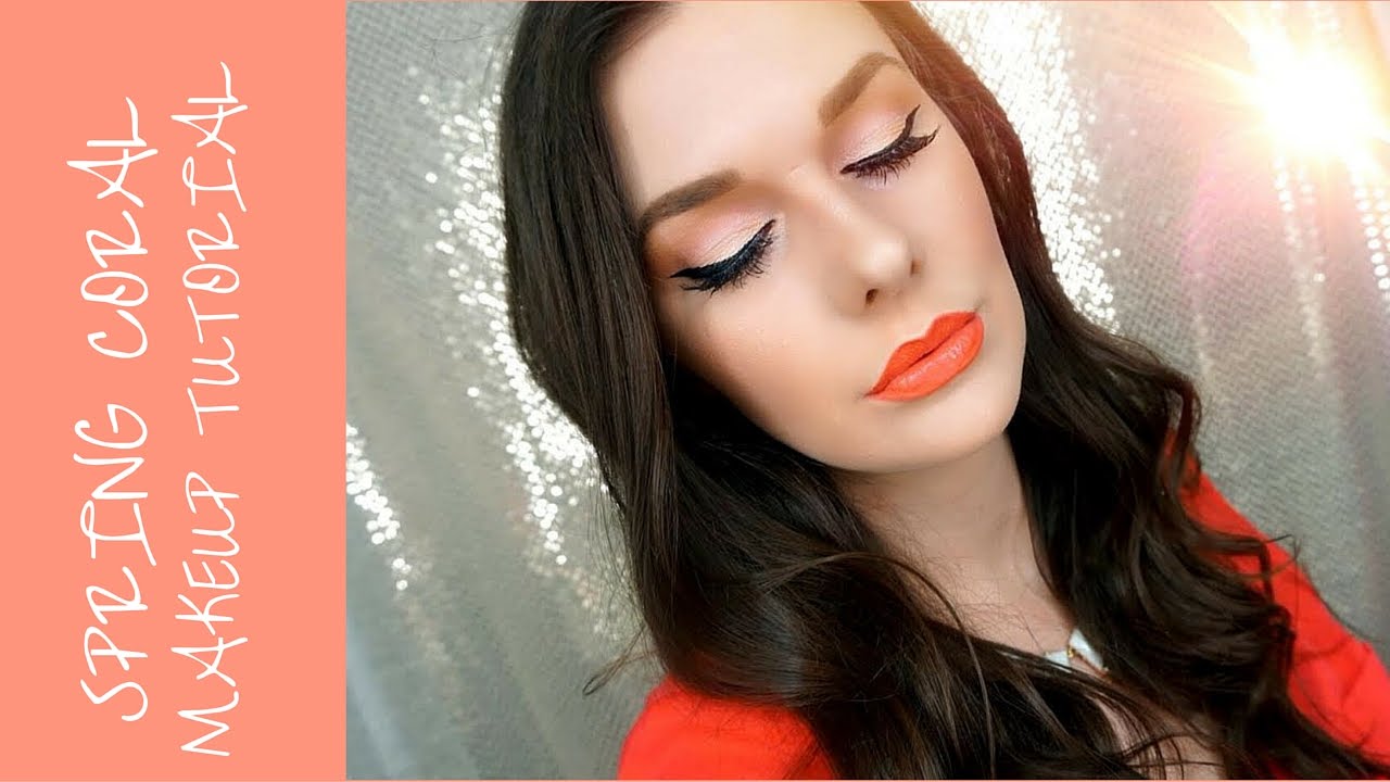 Spring Coral Make Up Tutorial - YouTube