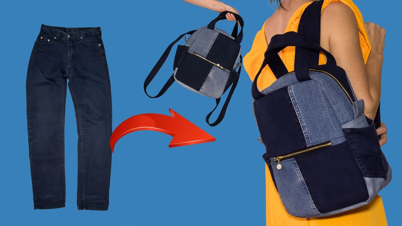 The idea of reusing old jeans into a trendy backpack! - YouTube