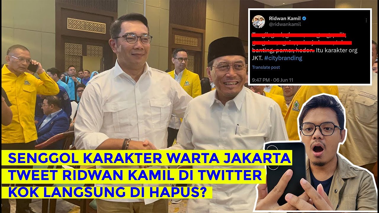 PERNAH SINGGUNG WARGA JAKARTA, TWEET RIDWAN KAMIL DI HAPUS - YouTube