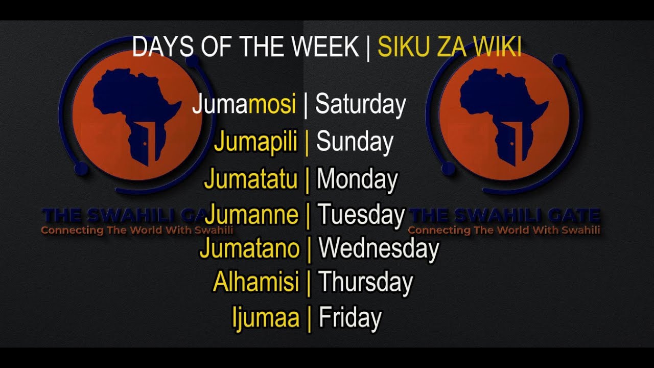 Beginners | Days of the Week in Kiswahili - YouTube