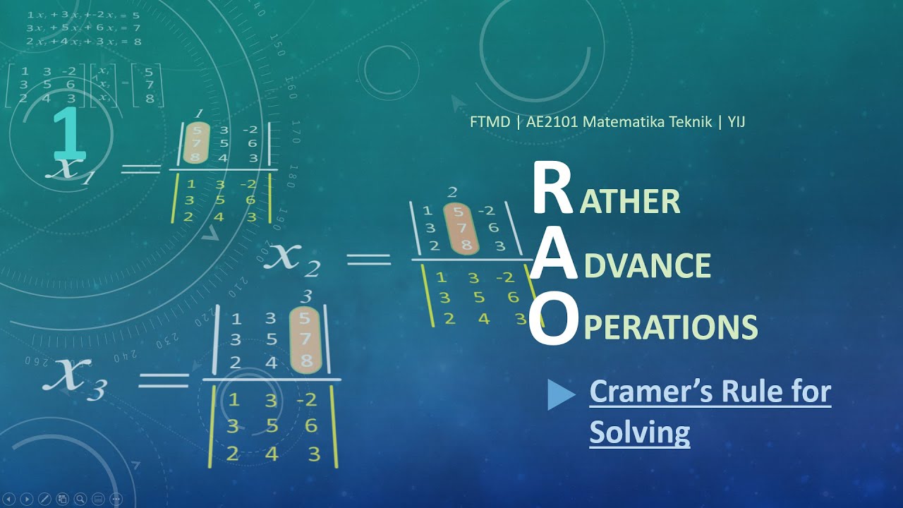 Cramer's Rule with Determinants Four Ways | Operasi Matrix Lanjut - YouTube