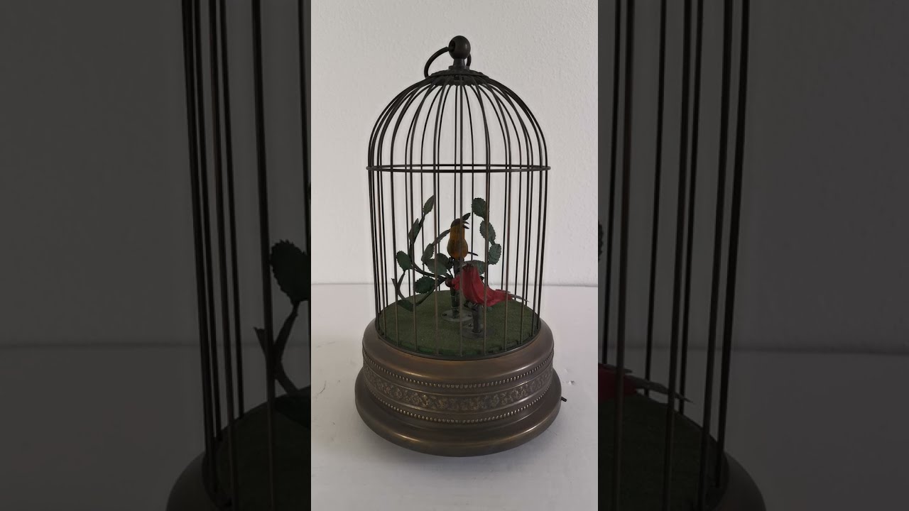 Vintage Clockwork Birds in cage automaton - YouTube
