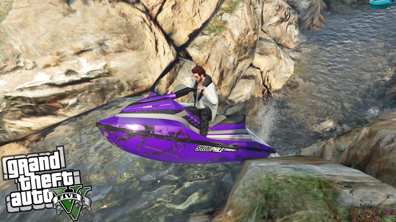 GTA 5 | SUBIENDO UNA CASCADA EN MOTO DE AGUA!! | Stratus - YouTube
