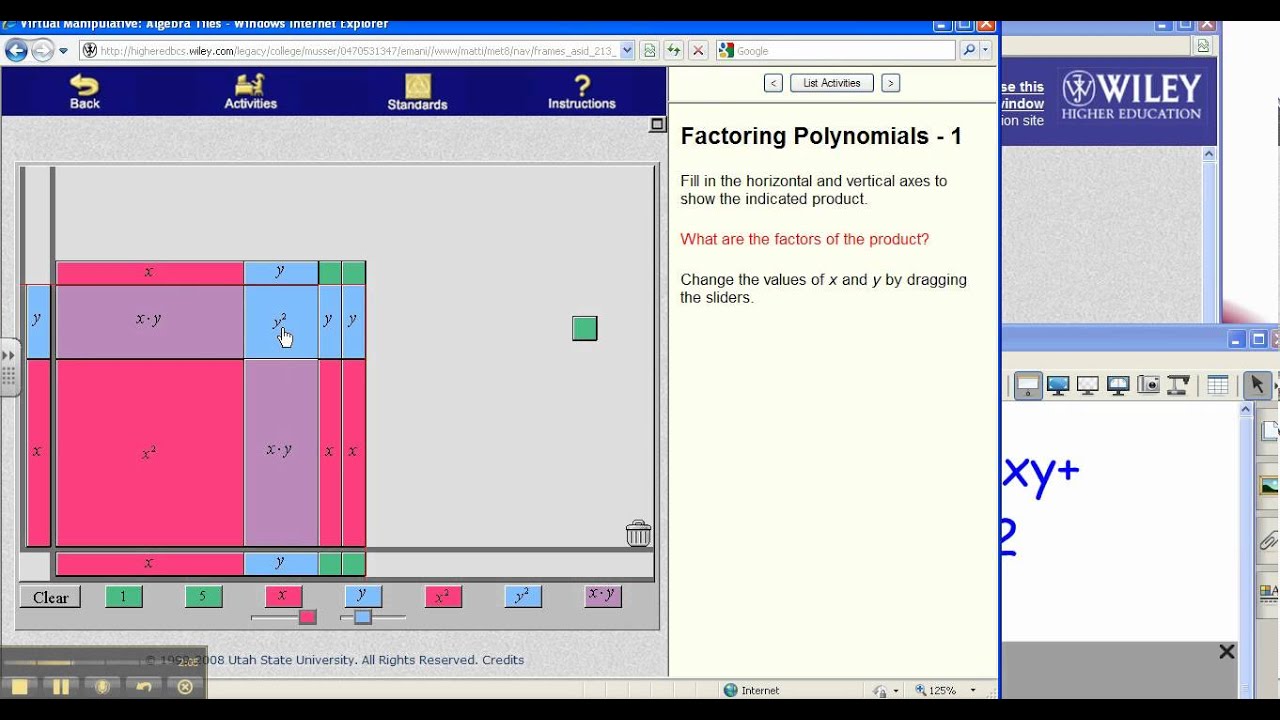 678 Algebra Tiles Part 4 Factoring Polynomials - YouTube