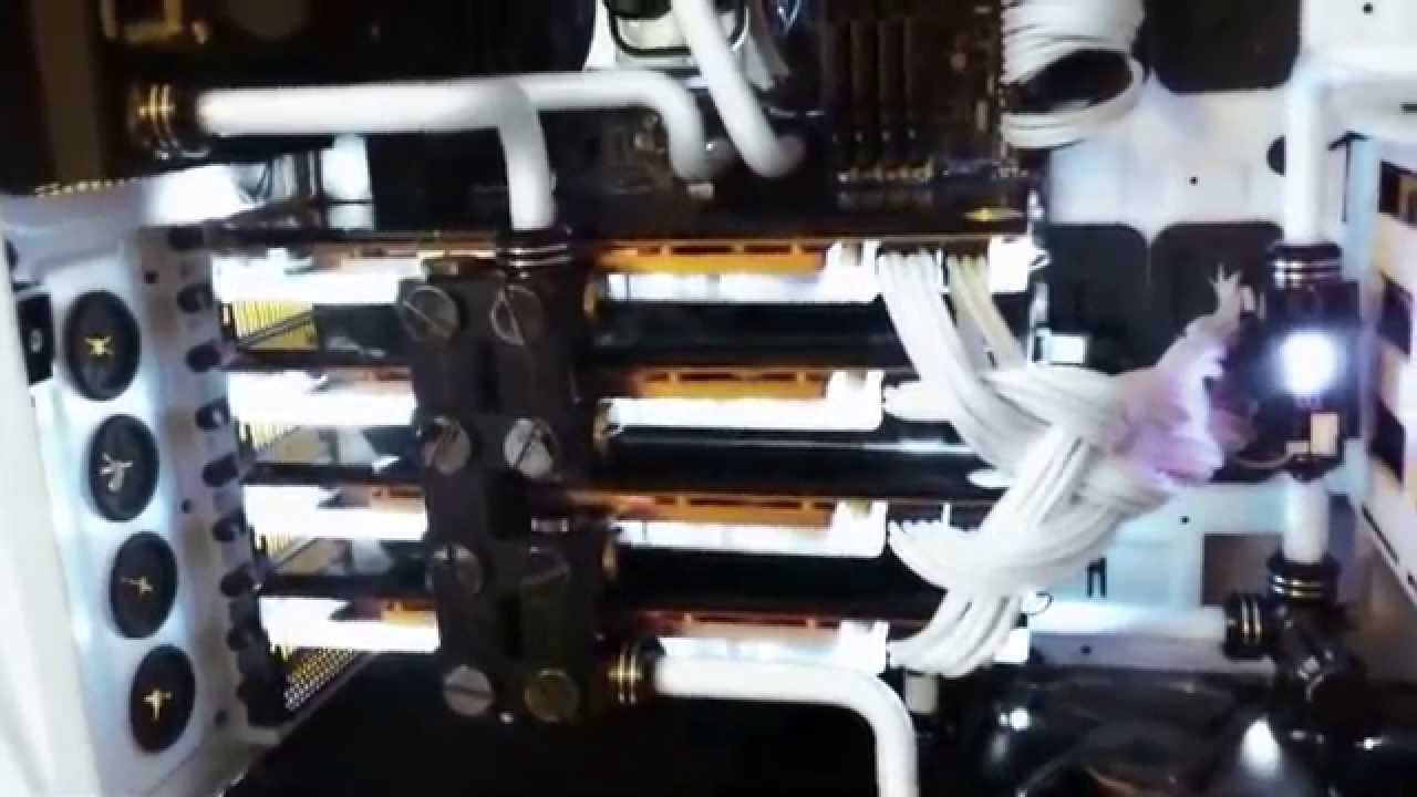 i7 4930k 4x R9 290x full custom hardline/rigid loop - YouTube