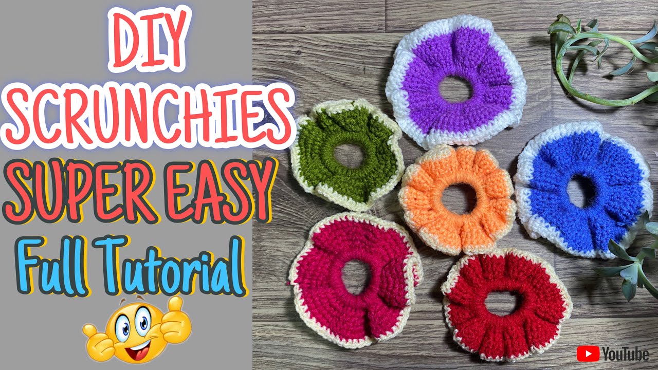 How To Make Double Layer Crochet Scrunchies l DIY SCRUNCHIES l Hair ...