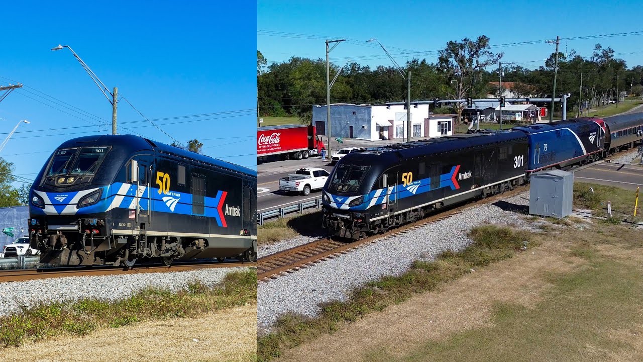 Amtrak 41 Goes Through Dover Florida w/ 301 & 79 Back To Back ft. L780 ...