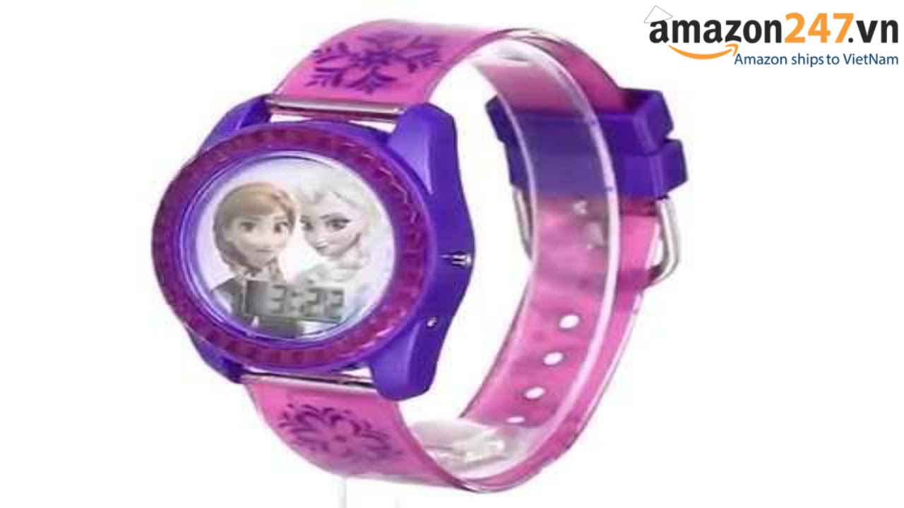 Disney Kids' FZN3598 Frozen Anna and Elsa Digital Watch with Purple ...