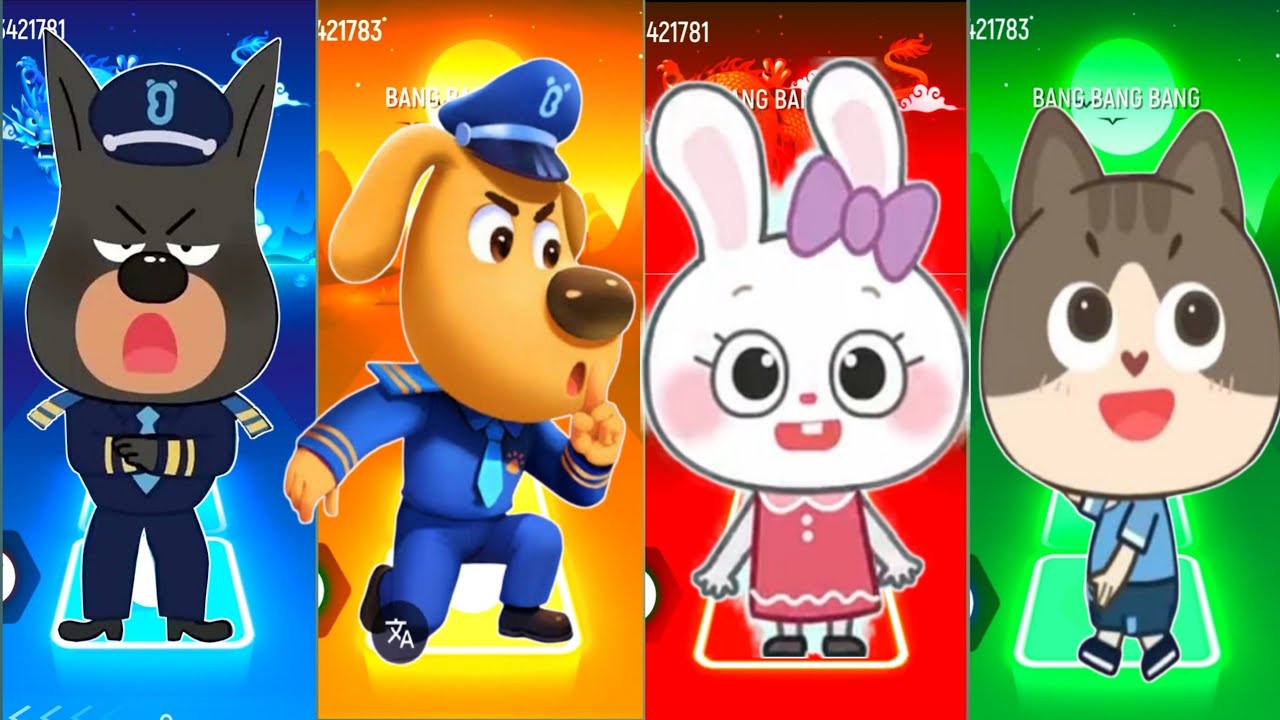 Police Officer 🆚 Sheriff Labrador 🆚 Little rabbit 🆚 Little cat 🎶Tiles ...