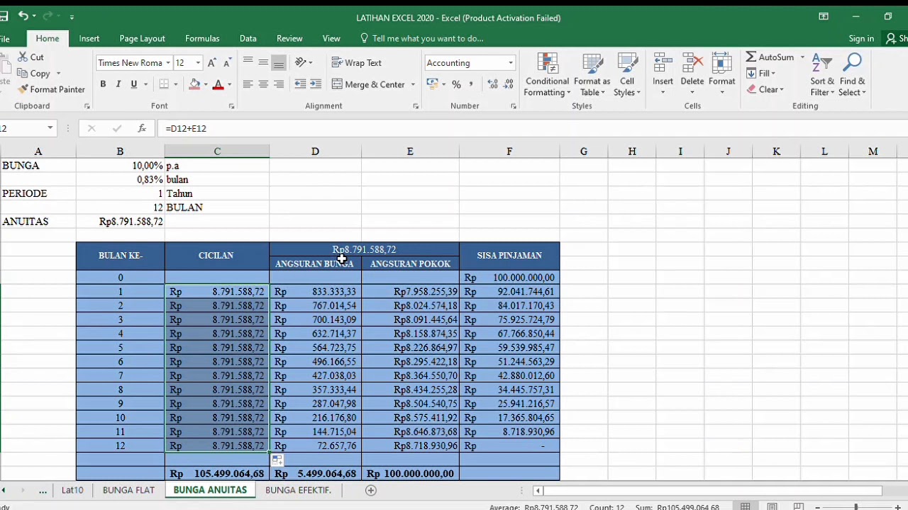 Pembuatan Tabel KPR & Perbandingan perhitungan antara Bunga Flat,Bunga ...