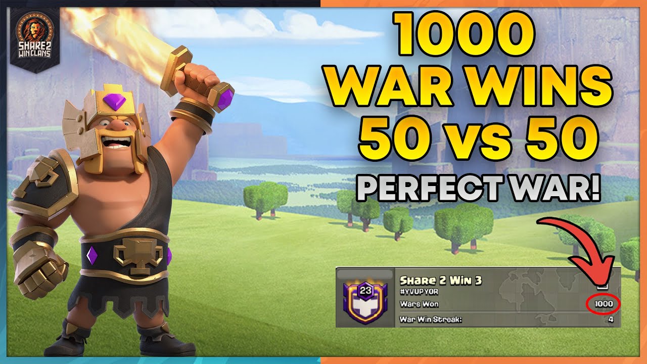 1000 WAR WINS! | 50v50 Celebration War | Clash of Clans - YouTube
