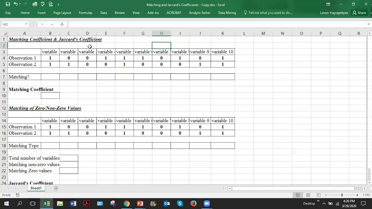 BUSA 6315: Matching and Jaccard’s Coefficients (Part 1) - YouTube