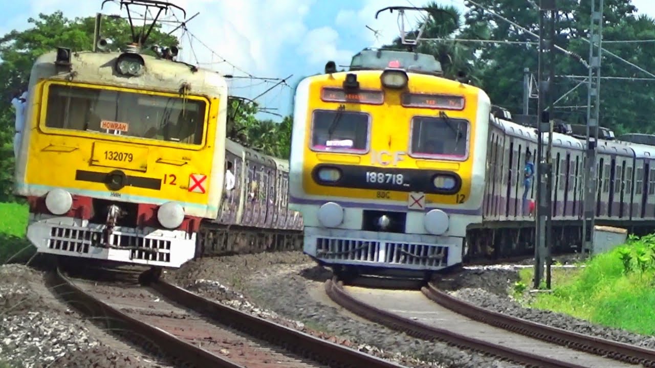 Quick Accelerating EMU Trains Crossing Huge Curve Furiously Back to ...