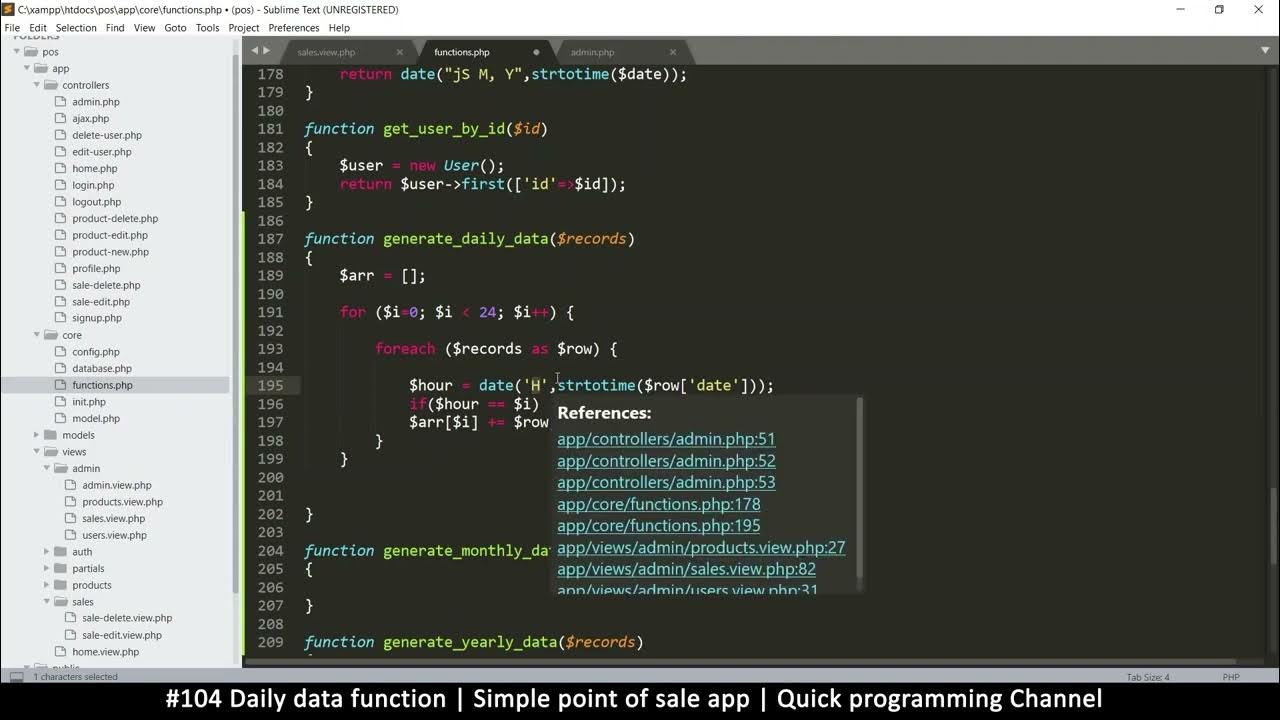#104 daily data function | Simple point of sale app in php & javascript | Quick programming ...