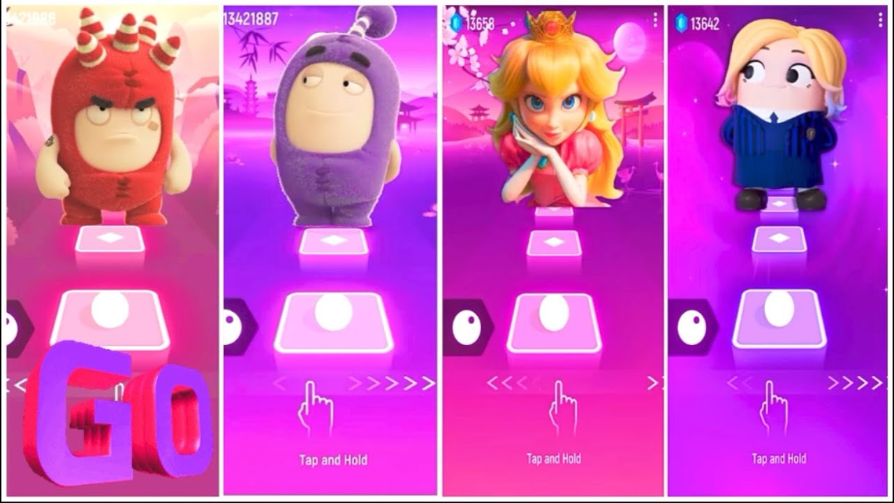 Red Oddbods vs Purple vs Princess Peach vs Sigma Wednesdey - Tiles Hop ...