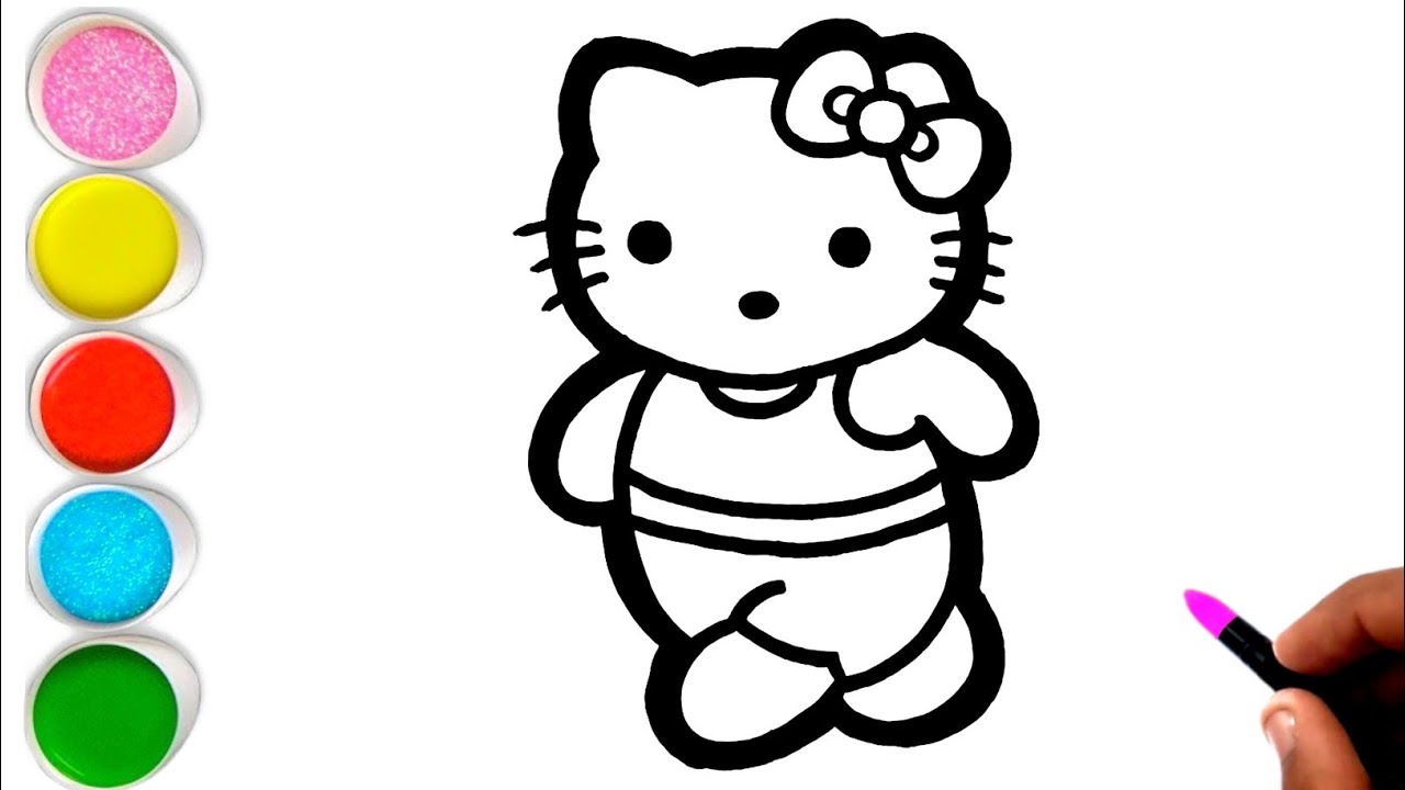 Hello Kitty Running Drawing and Coloring for Kids, Toddlers. Easy ...