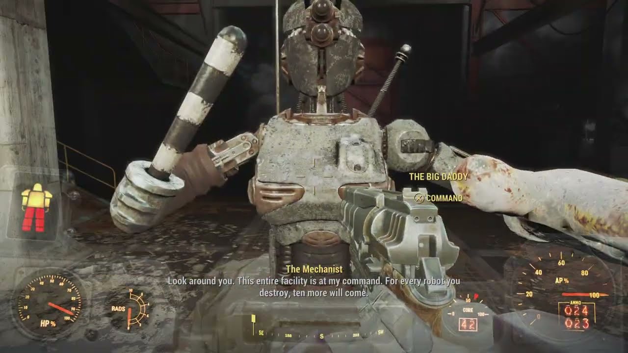 Fallout 4 the mechanist robots vs the big daddy - YouTube