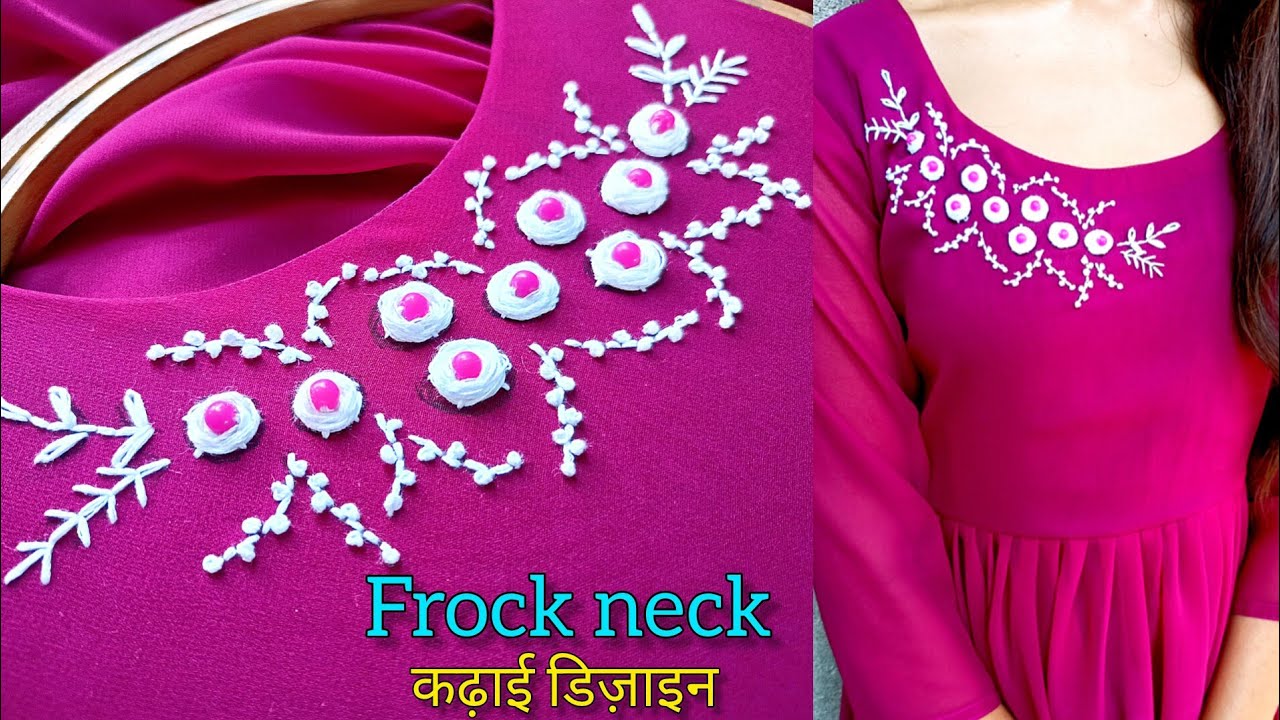 Amazing frock neck hand embroidery design with beads work| neckline ...