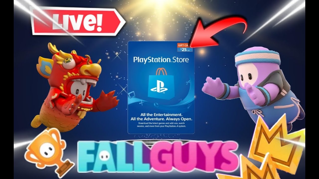 PlayStation gift card give away |fall guys customs live survival of the ...
