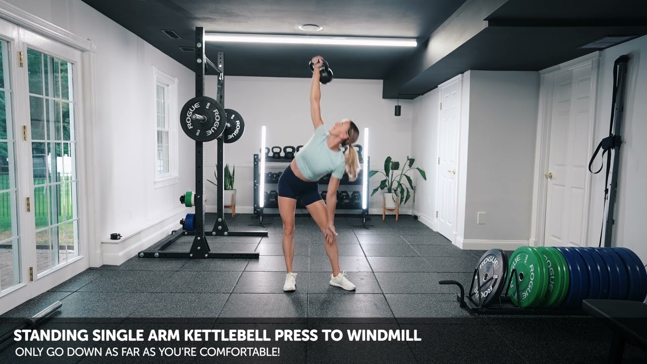 Standing Single Arm Kettlebell Press to Windmill - YouTube