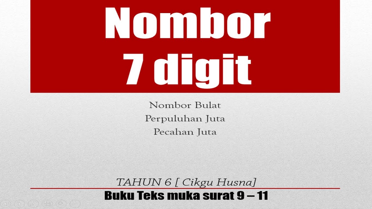 Tahun 6 Nombor Tujuh Digit - YouTube