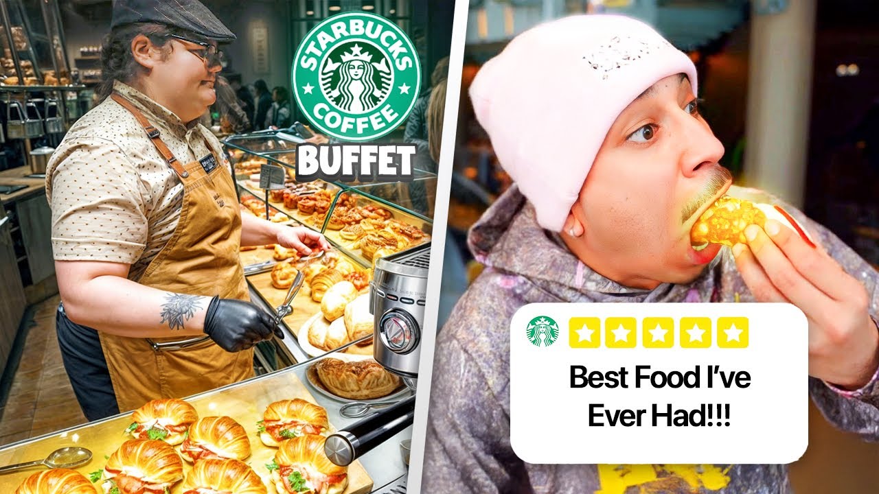 I TRIED EVERY FOOD AT THE WORLDS BIGGEST STARBUCKS BUFFET!!! ( 4FLOORS ...