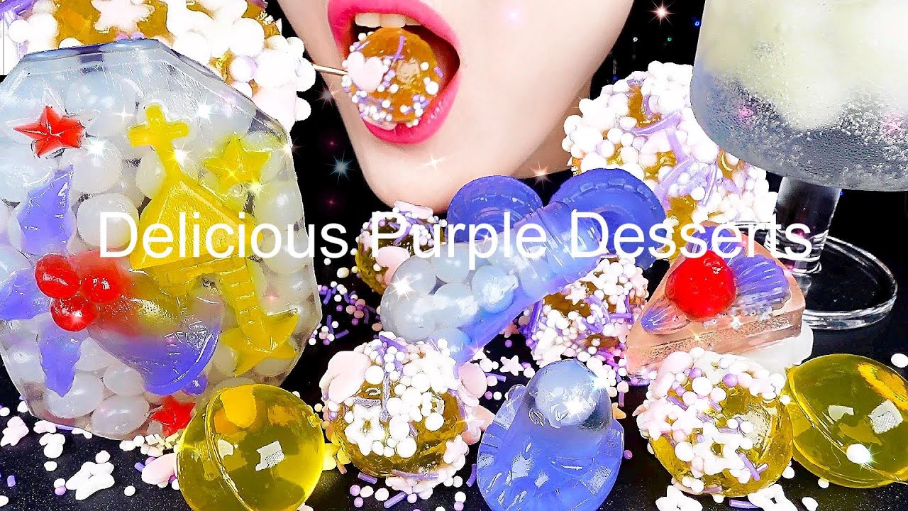 ASMR HOMEMADE PURPLE POPPING JELLY MUKBANG 직접만든 팝핑젤리 먹방 / Nunsaegi ASMR ...
