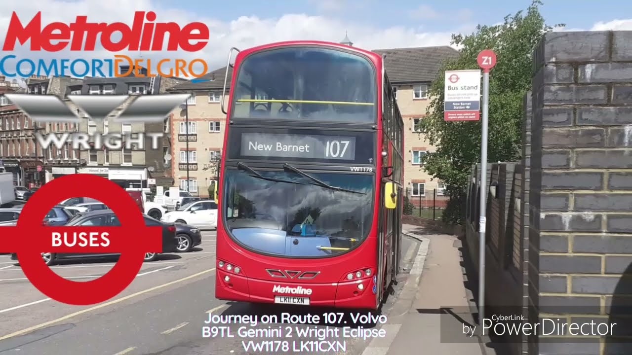Bus Journey Onboard Metroline Volvo B9TL Gemini 2 Wright Eclipse VW1178 ...