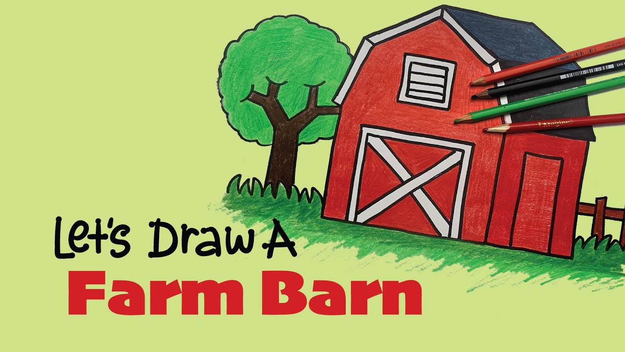 How to draw and colour a Farm Barn - YouTube