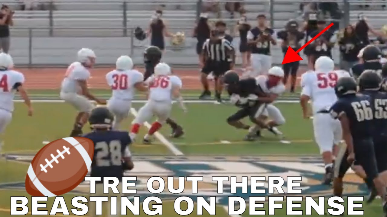 TRE FIRST FOOTBALL GAME BEASTING ON DEFENSE A MUST WATCH!!! - YouTube