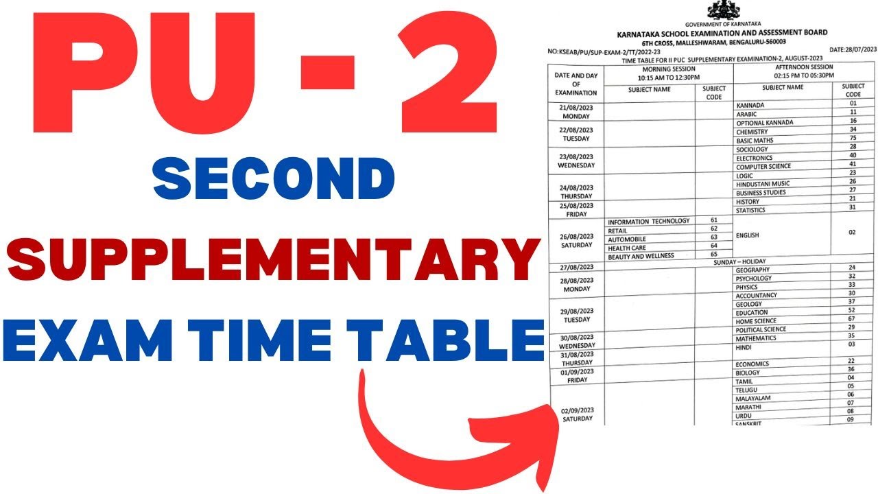 PU - 2 SECOND SUPPLEMENTARY EXAM TIME TABLE / COMPLETE DETAILS - YouTube
