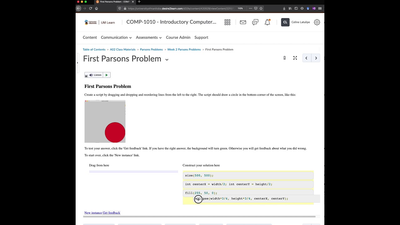 Parsons Problems COMP1010 University of Manitoba - YouTube