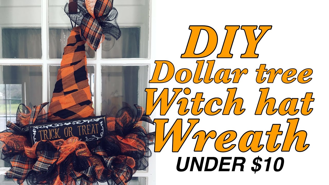 DIY Dollar Tree Witch Hat Halloween Wreath | Halloween Crafts - YouTube